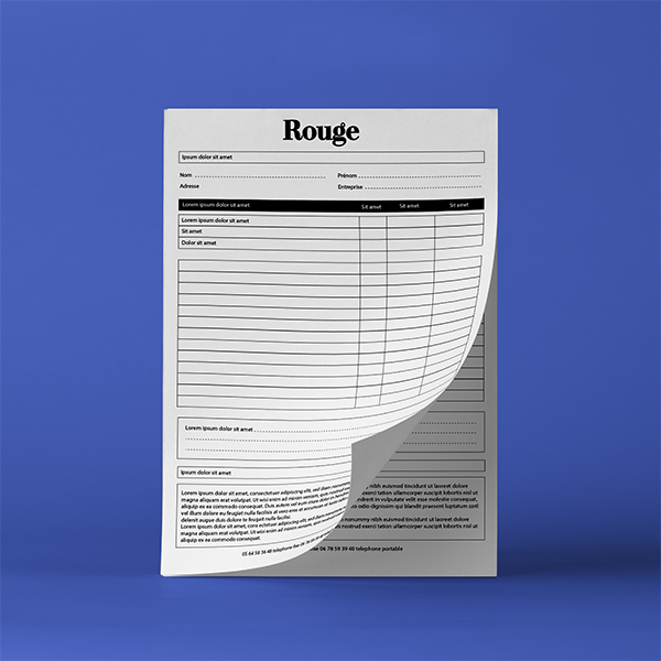 Impression de bloc autocopiant en papier carbone